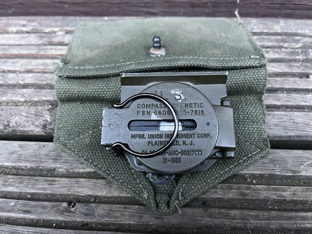 US ARMY USMC Vietnam War Lensatic Compass 1965 And Pouch Field Web Gear ...
