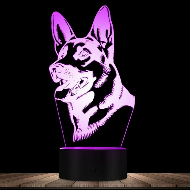 3D SHEPHERD DOG 7-Color Lighting Button Switch LED Tiger Night Light ...
