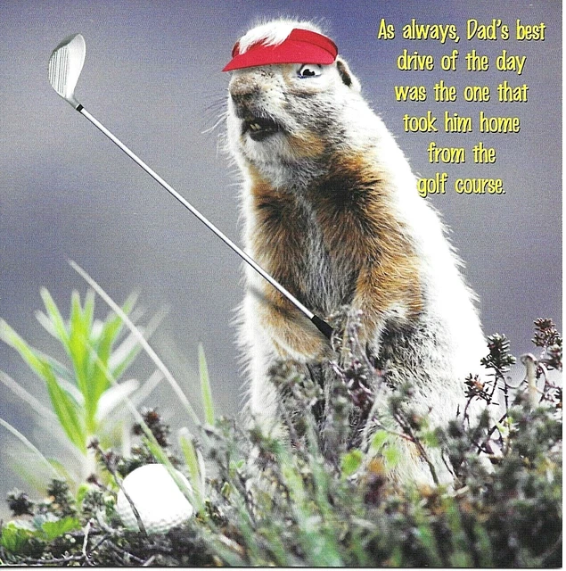 FATHER'S DAY CARD Gopher on Golf Course Joke Funny Humour Rubbish ...