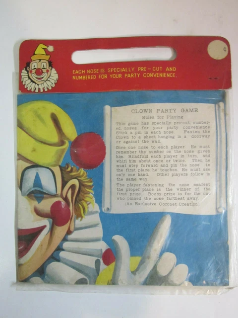 PIN THE NOSE on the clown party board game unused vintage circus rare £ ...