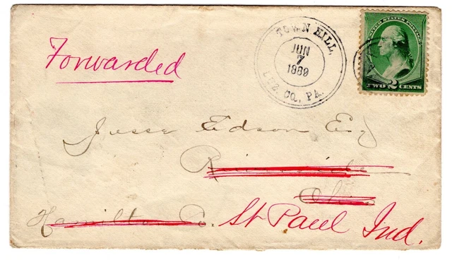 TOWN HILL PA Luz County Fancy CCL 1889 à OH transmis à IN EUR 26,43 ...