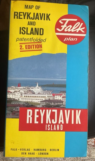 FALK CITY MAP Plattegrond Stadtplan REYKJAVIK ISLAND Patentfaltung 2 ...