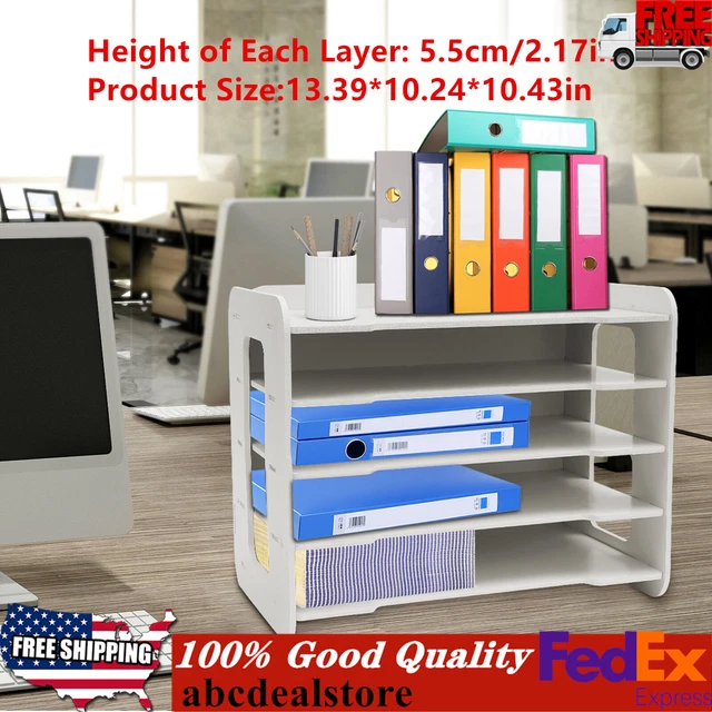 5-TIER STACKABLE LETTER Tray Office Desk Paper Document Organizer File ...