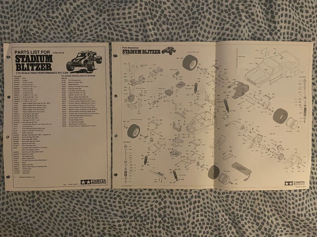 TAMIYA ORIGINAL EXPLODED Diagram Parts Guide Stadium Blitzer 58106 £11. ...