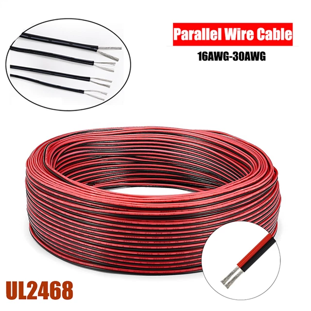 16/18/20/22/24/26/28 AWG FLAT Ribbon Twin-Core 2 Pin Cable Stranded ...