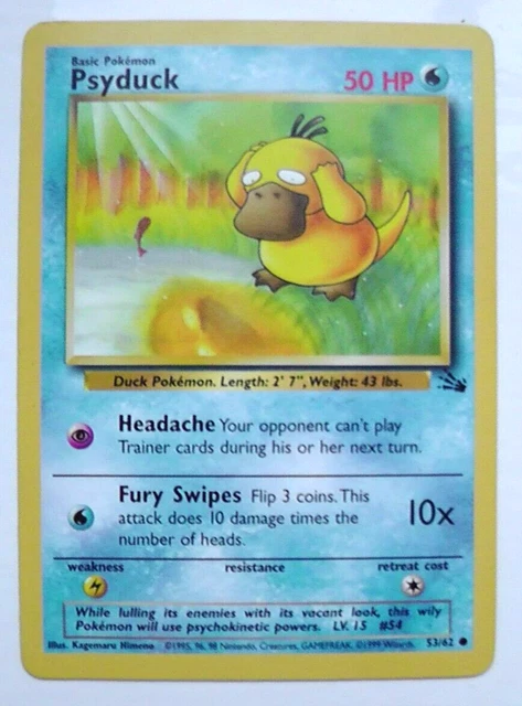 PSYDUCK 53/62 COMMON Fossil Set Pokemon TCG Card WOTC 1999 Vintage Mint £1.00 - PicClick UK
