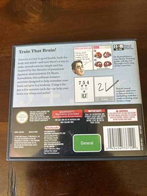 BRAIN AGE 1 (Dr. Kawashima's Brain Training) DS Game [PAL CIB Complete ...
