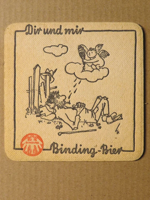 BIERDECKEL BINDING-BIER BRAUEREI DIR und MIR Karikatur auf Rückseite ...