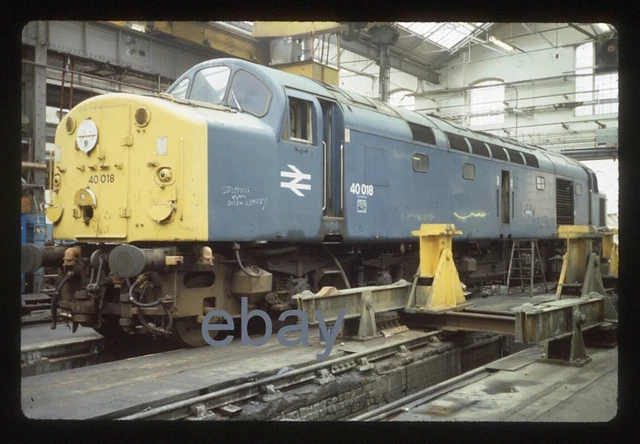 ORIGINAL 35MM SLIDE -Class 40-40018 stripped of parts at Derby works on ...