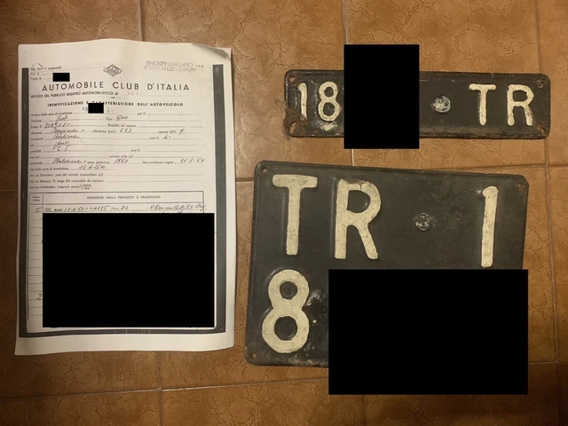 TARGA TARGHE NERE Auto Epoca Uso Collezionistico Fiat 600D EUR 99,00 ...