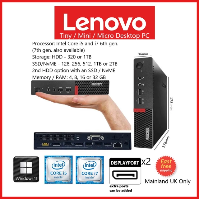 WINDOWS 11-LENOVO M710Q/M910Q Tiny Mini PC i7-6700 2TB SSD 64GB RAM m2 ...
