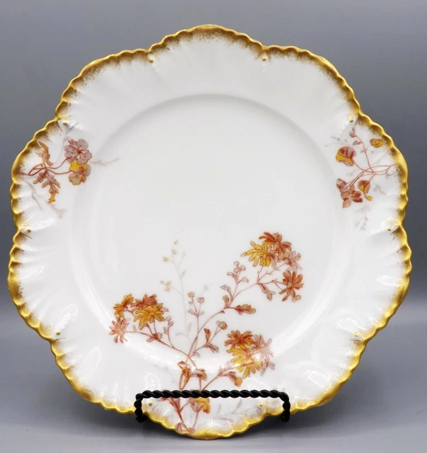 ANTIQUE AL LIMOGES Depose Scalloped Gilded Edge Decorative Plate 9.75 ...