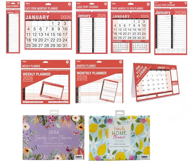 2026 WALL CALENDAR Slim/A4 or A3 Wall Planner Large Month to View ...