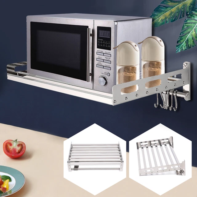 STAINLESS STEEL SHELF Microwave Oven Rack Wall Mounted Kitchen ...