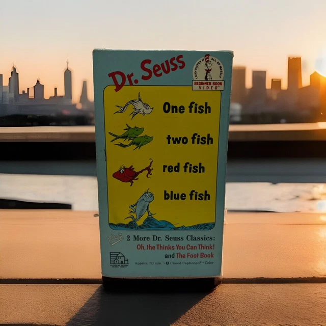 DR. SEUSS ONE Fish Two Fish Red Fish Blue Fish VHS movie kid Beginner ...
