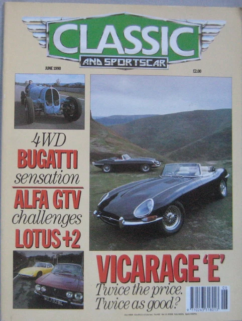 CLASSIC & SPORTSCAR 06/90 featuring Bugatti, Lotus, Alfa Romeo, Jaguar ...