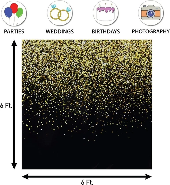 BLACK AND GOLD Photo Booth Backdrop - Perfect Party Decoration for ...