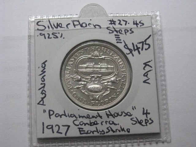 1927 FLORIN CANBERRA 4 steps First Strike Parliament House Silver 925 ...