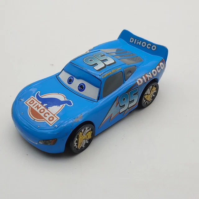 DISNEY PIXAR MOVIE CARS Dinoco Blue Lightning McQueen #95 Car metal ...