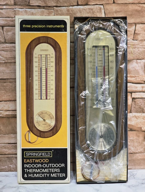 VINTAGE SPRINGFIELD EASTWOOD Indoor Outdoor Thermometer & Humidity ...