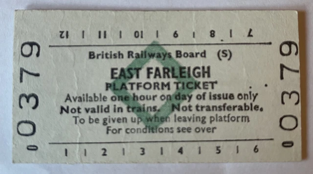 EAST FARLEIGH STATION Platform Ticket British Railways Board (S) EUR 3 ...