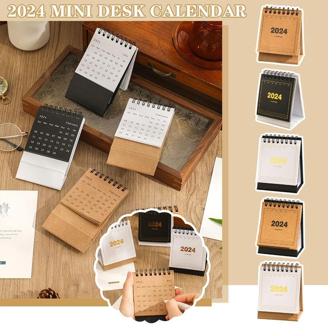 SMALL DESK CALENDAR 2024 mini Standing Flip Table Office Miniature ...
