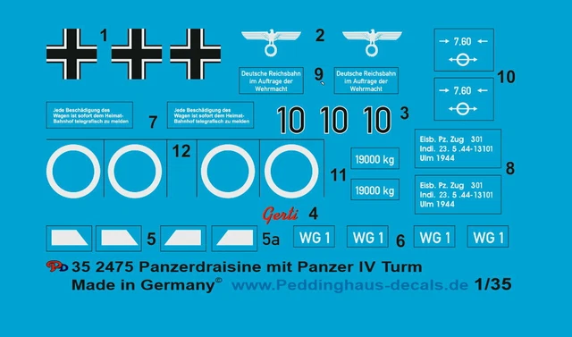 PEDDINGHAUS-DECALS 1/35 2475 Panzerdraisine Avec Panzer IV Tour EUR 7 ...