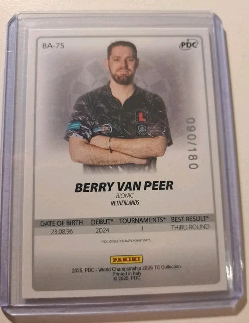 PANINI PDC DART Trading Card 2026 World Championship 90/180 Barry Van ...