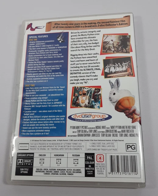 MONTY PYTHON AND The Holy Grail PAL Movie DVD R4 VGC John Cleese $6.95 ...