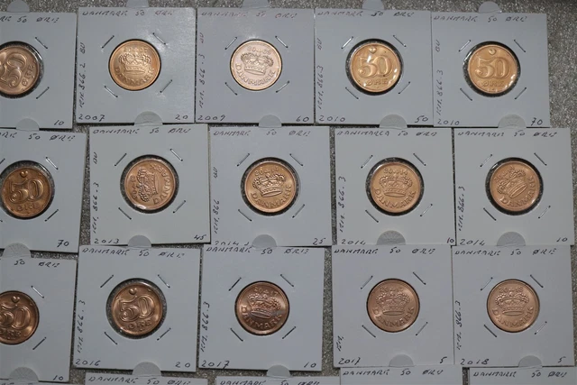 🧭 🇩🇰 DENMARK 50 Ore 2000'S Collection Unc + Bu From Folder B77 #29 $57. ...