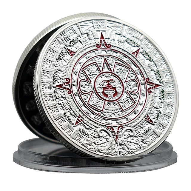 MEXICAN MAYA AZTEC Calendar Art Prophecy Culture Silver Plated ...