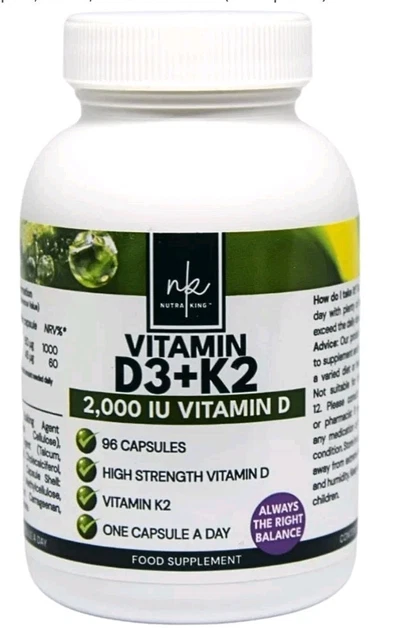 NUTRA KING VITAMIN D3 + K2 96 Capsules £5.99 - PicClick UK