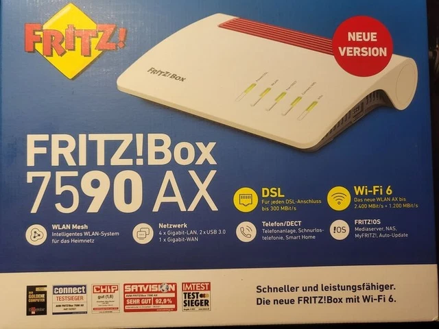AVM FRITZ!BOX 7590 AX V2 WiFi 6 WLAN Router / Dual-Band App (20002998 ...