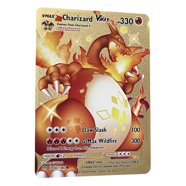 CHARIZARD VMAX GOLD Pokemon HP 330 Solid Metal Collectable Card VSTAR ...
