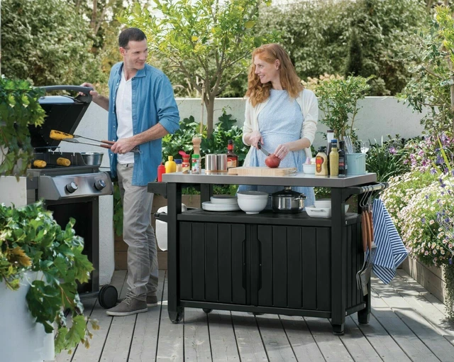 KETER OUTDOOR BBQ Table/Worktop/Serving Station Unity Chef - XL or XXL ...