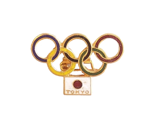 VINTAGE 1960 TOKYO Olympic Games Rings Souvenir Metal Lapel Pin Hat ...