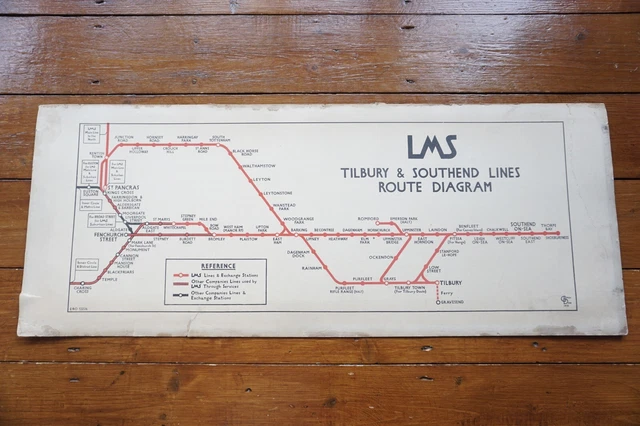 1935 LMS TILBURY & Southend Line Route Diagram Tube Underground ...