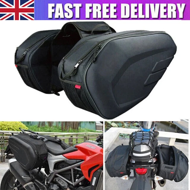 PAIR MOTORCYCLE PANNIER Side Saddle Bags Luggage Bag w/ Rain Cover ...