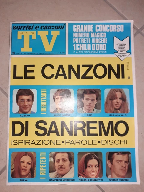 RIVISTA SETTIMANALE VINTAGE D'epoca Collezione Tv Sorrisi E Canzoni 1968 Sanremo EUR 7,50 ...