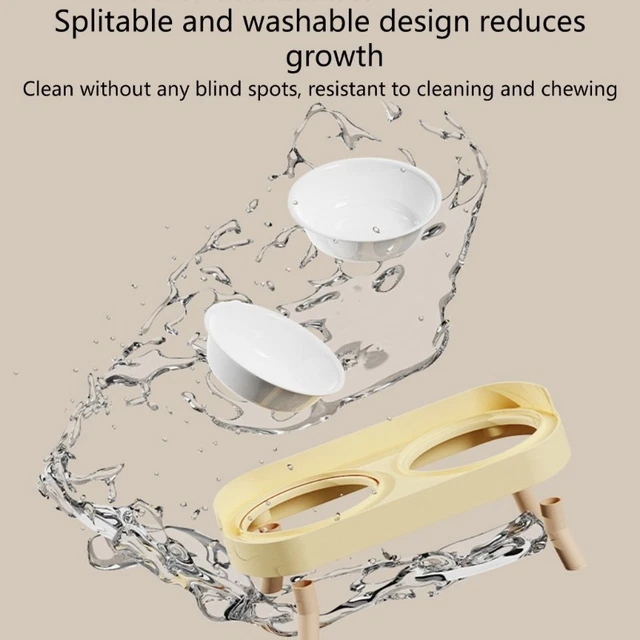 DOUBLE ELEVATED PET Water Bowls Spill Proof Guard Nonskid Base for Dog ...