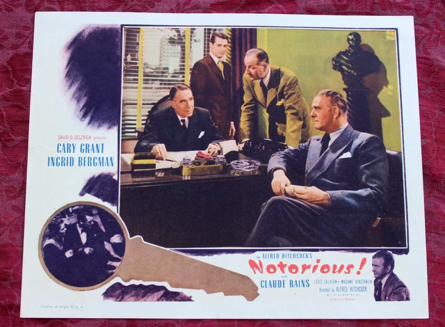 NOTORIOUS 1946 ALFRED Hitchcock Cary Grant Ingrid Bergman R1954 ORIG LOBBY CARD EUR 262,93 ...
