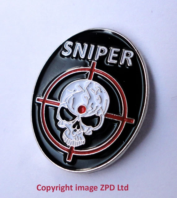 SNIPER SKULL CROSSHAIR Army Combat pin badge Gamer Rifle £4.99 ...