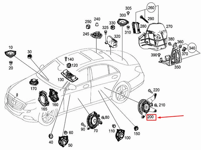 MERCEDES-BENZ S W222 Rear Left Door Sound Speaker A2228206702 NEW ...
