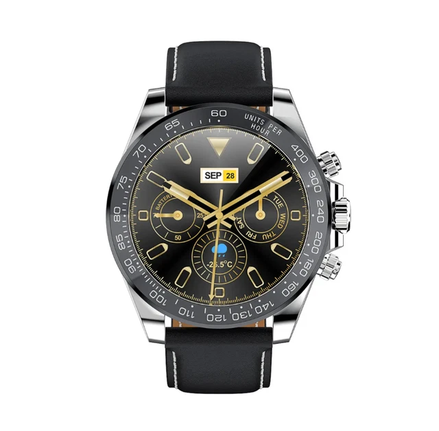 AW13 PRO SMARTWATCH uomo acciaio Rolex Daytona shape black & leather ...