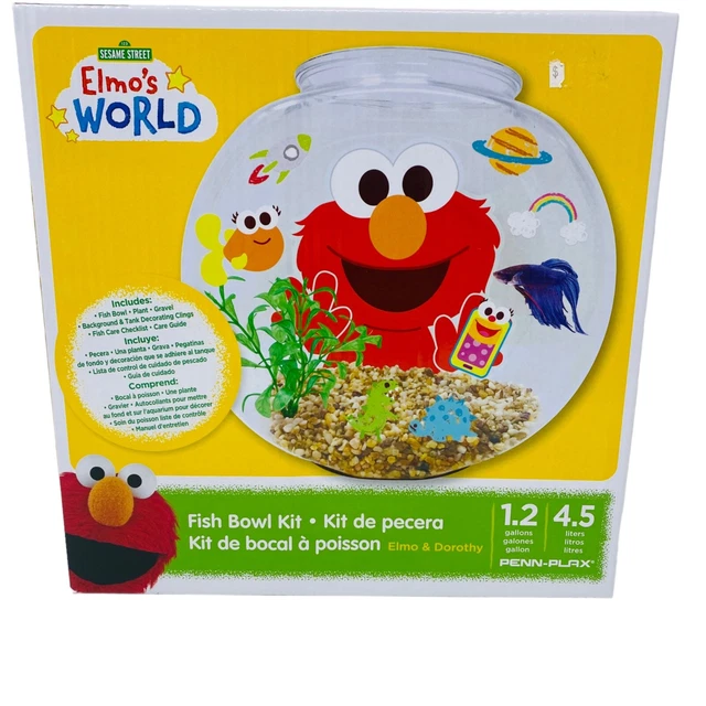 PENN-PLAX OFFICIALLY LICENSED Sesame Street Elmo’s World Fish Bowl Kit ...