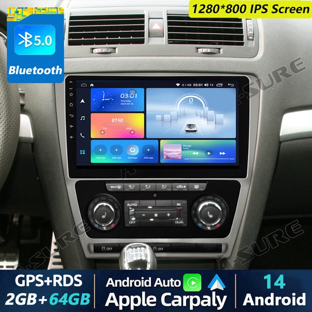 2+64G ANDROID 14 Wireless Carplay WiFi GPS Navi Autoradio Für Skoda Octavia II 2 EUR 129,98 ...