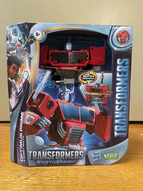 TRANSFORMERS EARTHSPARK SPIN Changer Optimus Prime 8" Figure with Robby ...