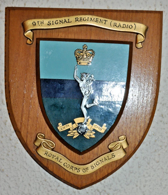 9 SIGNAL REGIMENT Royal Corps of Signals regimental mess wall plaque ...