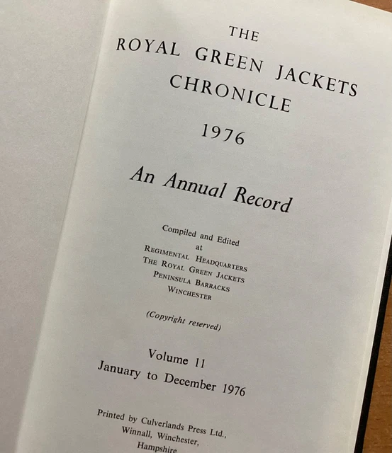 ORIGINAL 1976 BRITISH Regimental Journal: The Royal Green Jackets ...