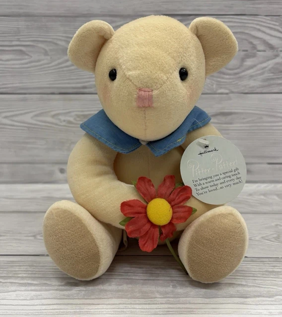 HALLMARK PITTER PATTER Plush Bear with Flower & Tag Vintage Gift Bear £ ...